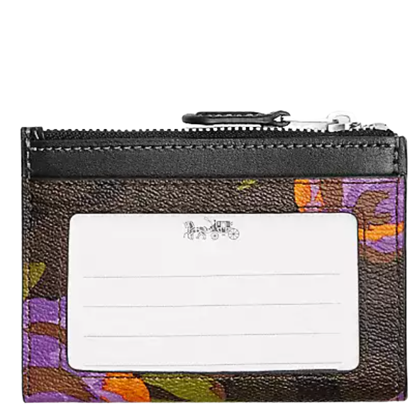 COACH MINI SKINNY ID CASE IN SIGNATURE CANVAS WITH ROSE PRINT CL666 FL ...