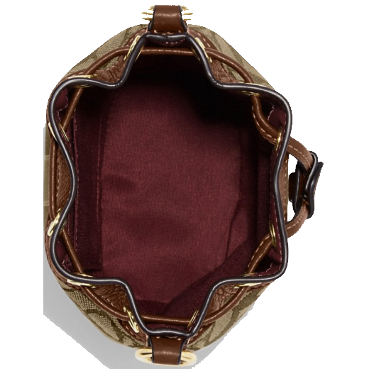 COACH MINI DEMPSEY BUCKET BAG IN SIGNATURE JACQUARD WITH STRIPE AND CO ...