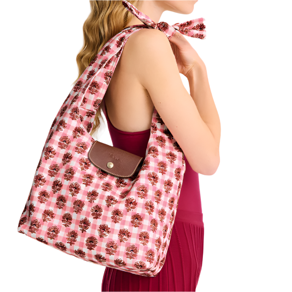 LONGCHAMP LE PLIAGE LARGE GINGHAM SHOULDER BAG, FLOWER RED 10303 HGG 6 ...