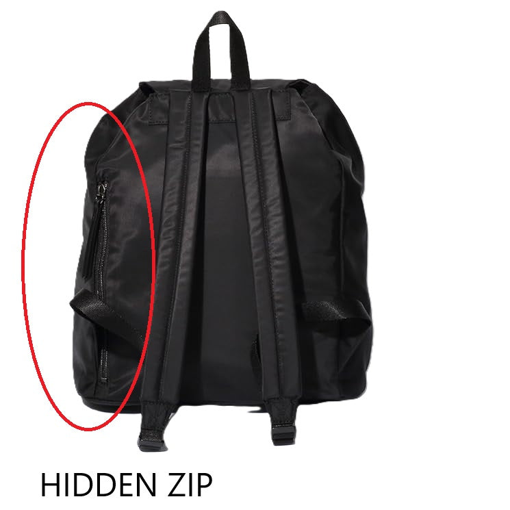 AGNES B LARGE BACKPACK NYLON BLACK LAPTOP A4 VUMOM-06 DRAWSTRING VUM0M ...