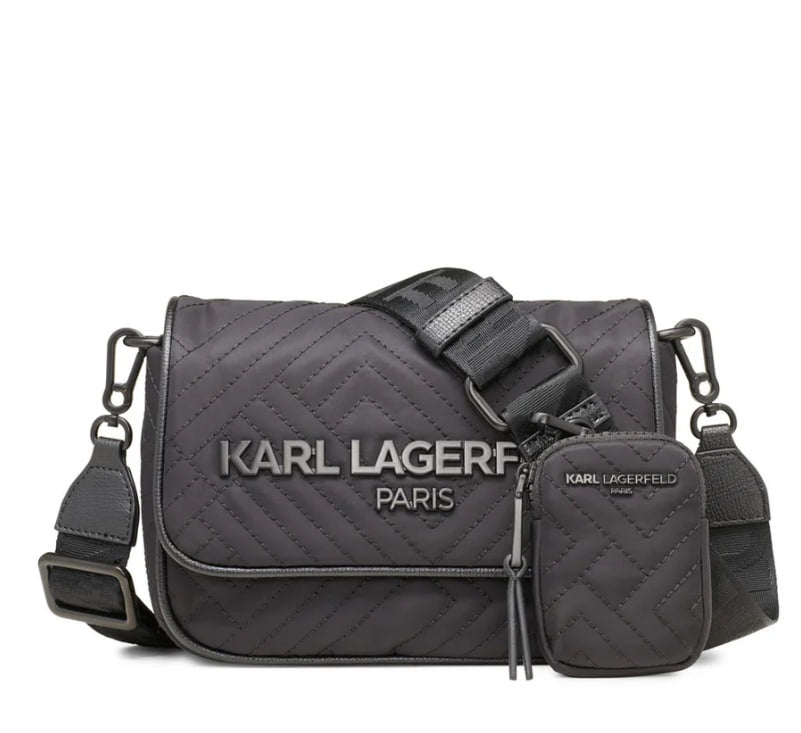 PRE ORDER KARL LAGERFELD VOYAGE LOGO CROSSBODY BLACK QUILTED ...