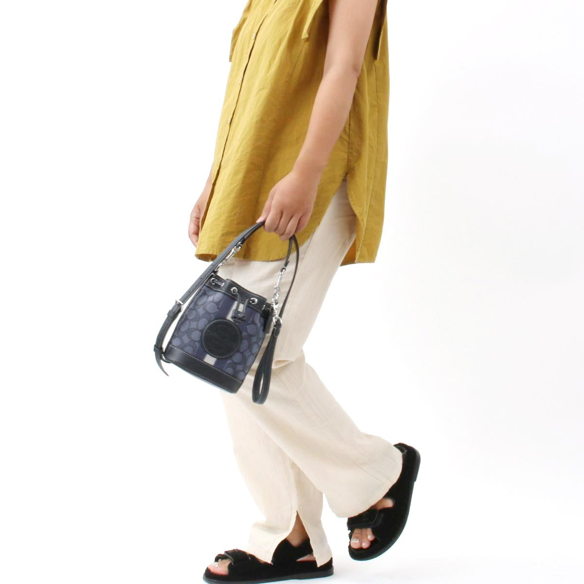 COACH MINI DEMPSEY BUCKET BAG IN SIGNATURE JACQUARD WITH STRIPE AND CO ...