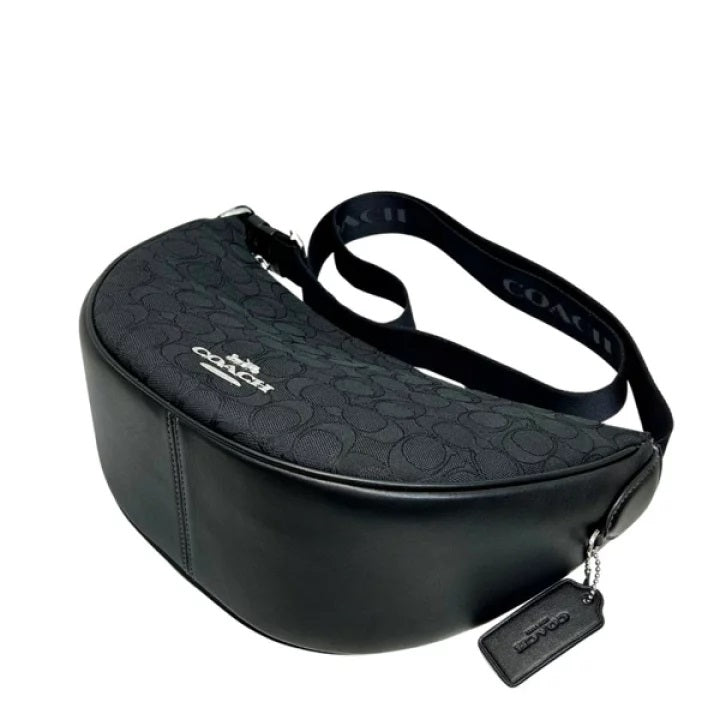 COACH PACE SHOULDER BAG IN SIGNATURE JACQUARD COACH CT822 BLACK DUMPLI ...