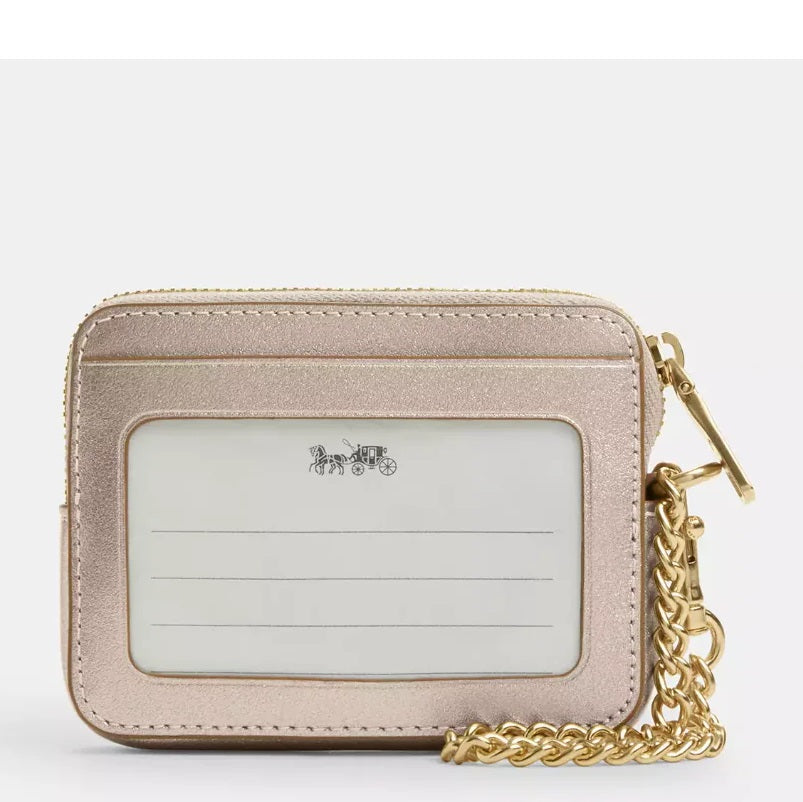 COACH ZIP CARD CASE SIGNATURE CANVAS CW890 GOLDEN – cadysdeluxe.com